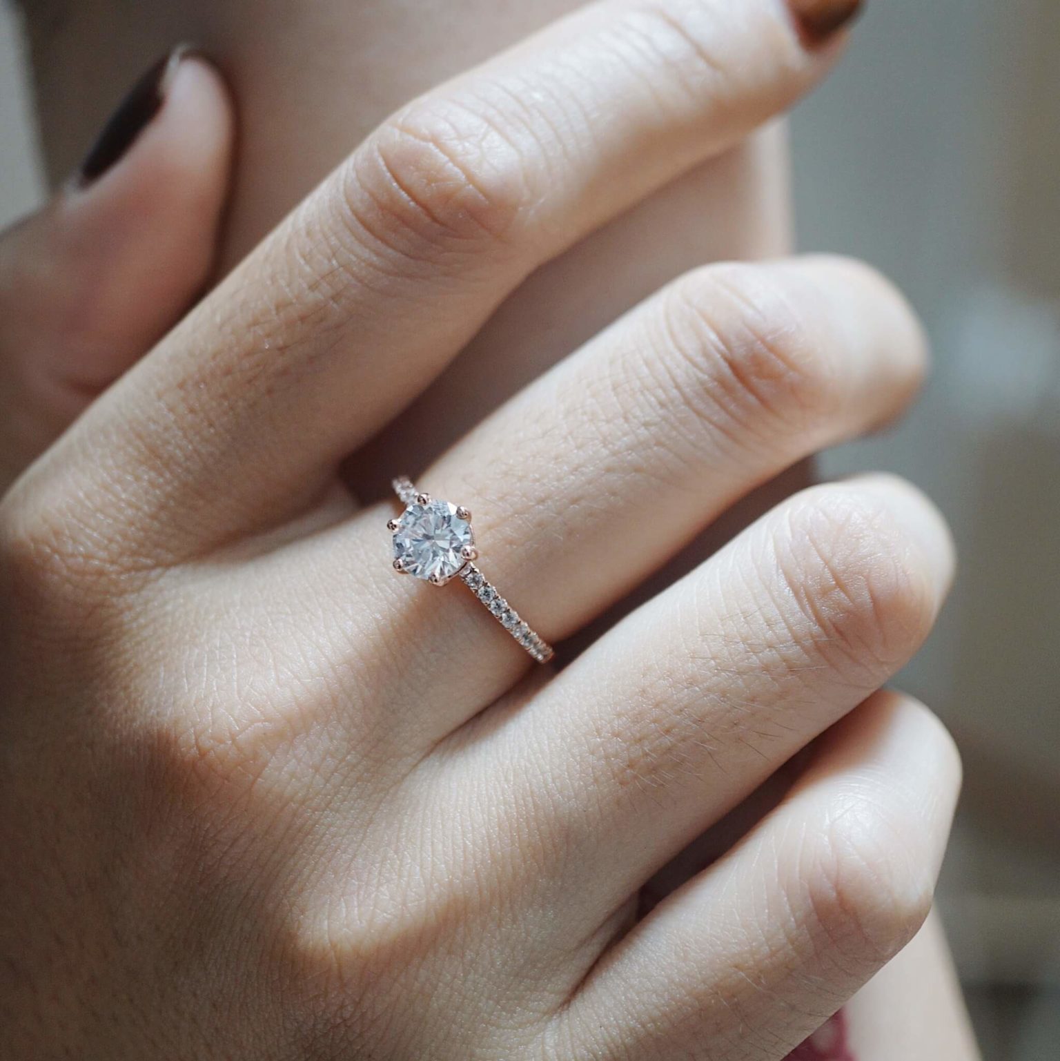 6 PRONG SOLITAIRE PAVE RING – CROWN