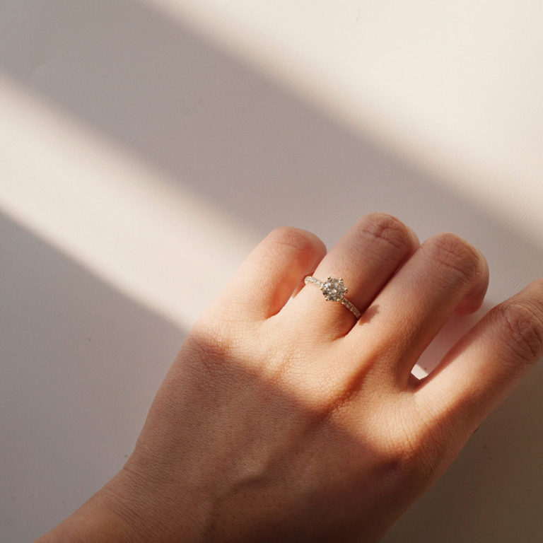 6 PRONG SOLITAIRE BOLD PAVE RING – CROWN