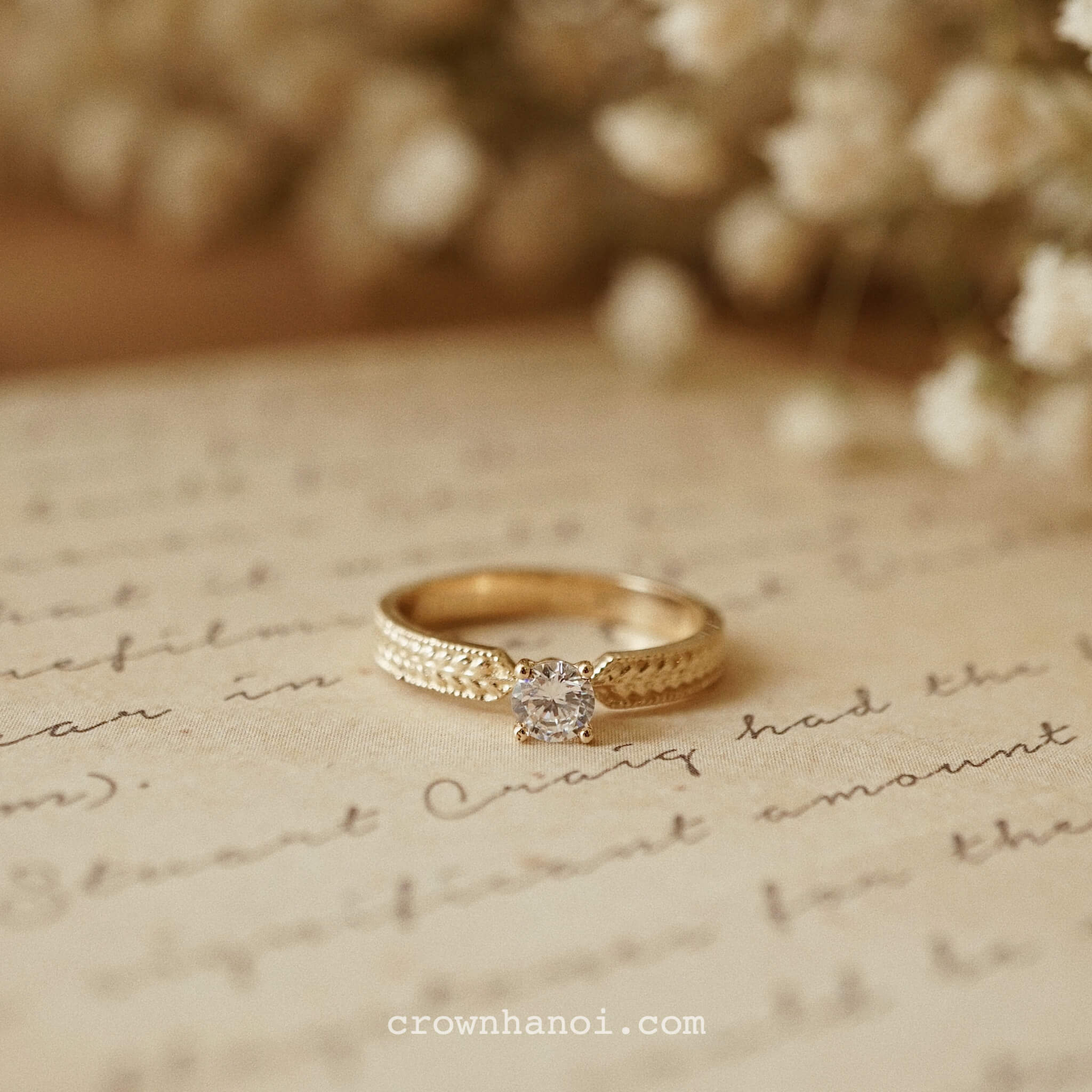 LAUREL BAND RING & LAUREL SOLITAIRE RING & LAUREL FRENCH LACE RING – CROWN