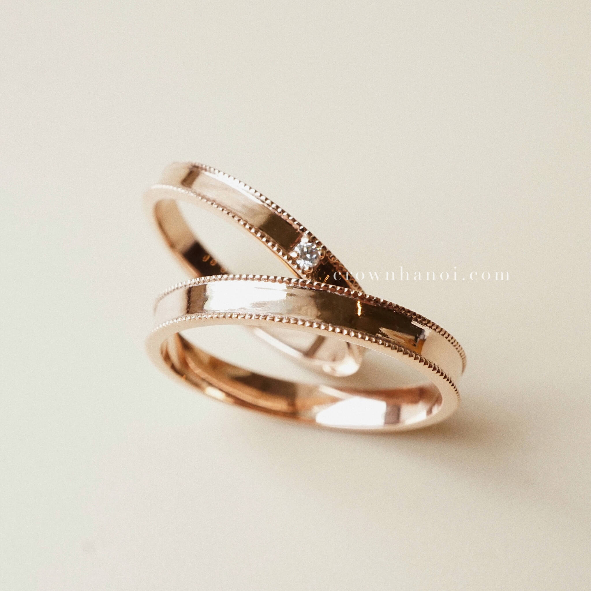 SQUARE MILGRAIN 3MM & THREE STONE MILGRAIN ETERNITY RING – CROWN