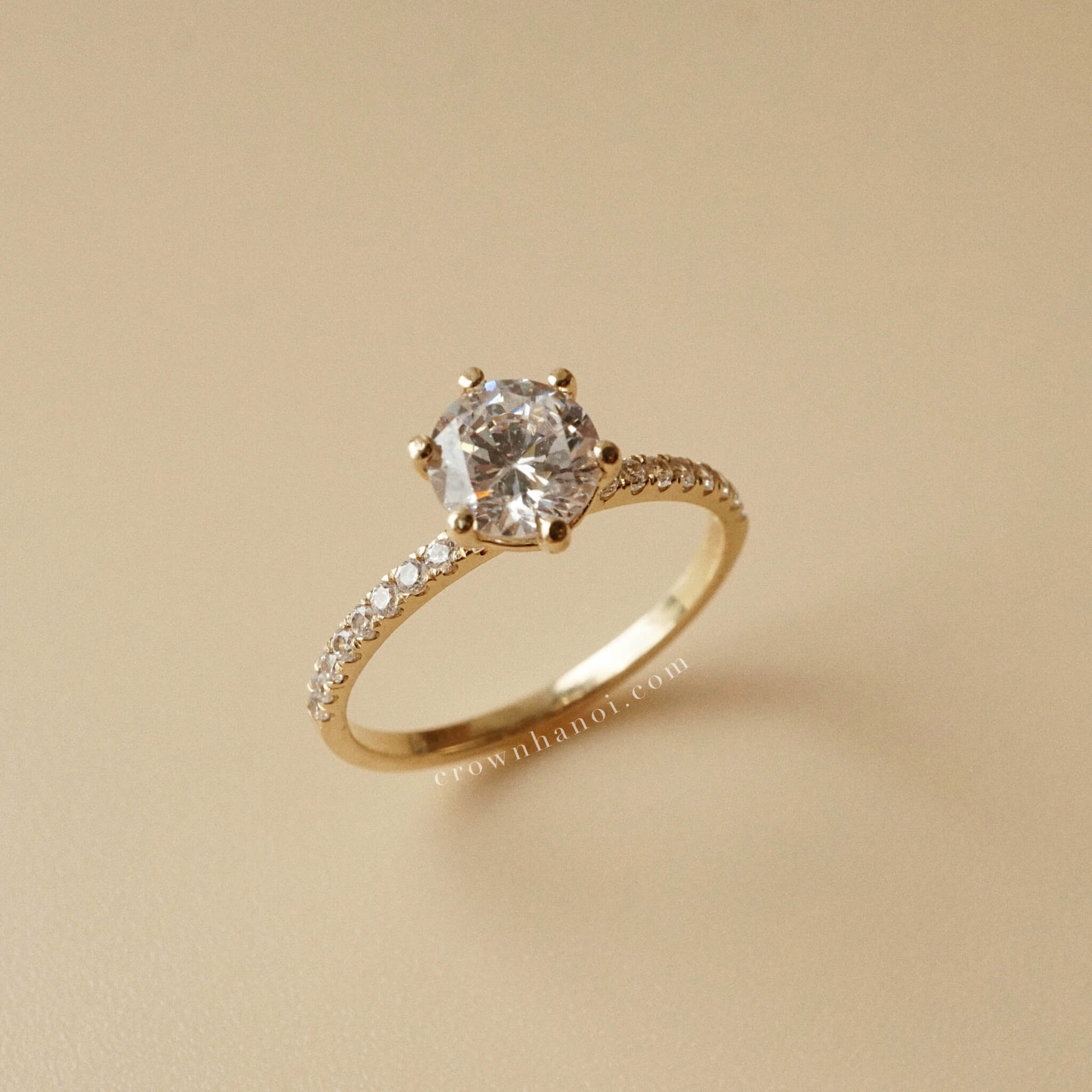 BAND PAVE RING & 6 PRONG SOLITAIRE PAVE RING – CROWN